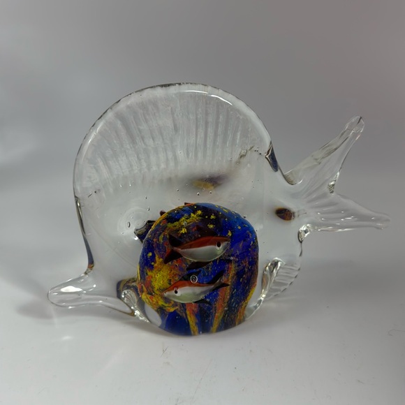 Other | Glass Art Fish With 4 Small Fish Inside Paper Weight | Poshmark